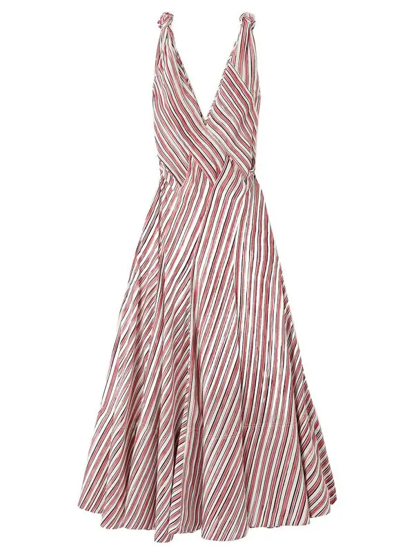 Bottega Veneta Knotted Paneled Striped Silk Maxi Dress - Multi