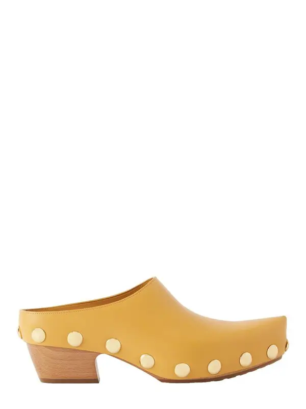 Bottega Veneta Gondola" Studded Leather Clogs - Neutrals