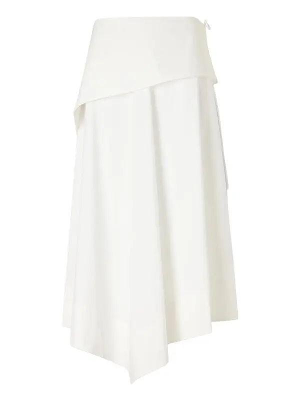 ST. AGNI Asymmetric Cotton-blend Poplin Midi Skirt - Neutrals