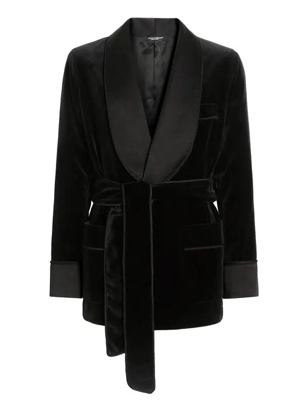 Dolce & Gabbana Velvet Sicilia Light Jacket Suits And Blazers - Black