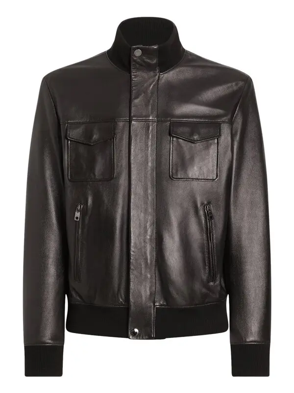 Dolce & Gabbana Lambskin Bomber Jacket - Brown