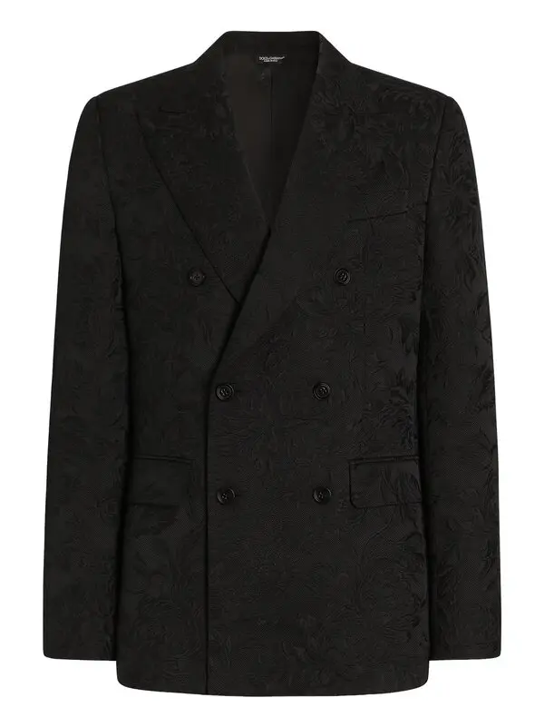 Dolce & Gabbana Sicilia Light Double-breasted Brocade Jacket Suits And Blazers - Black