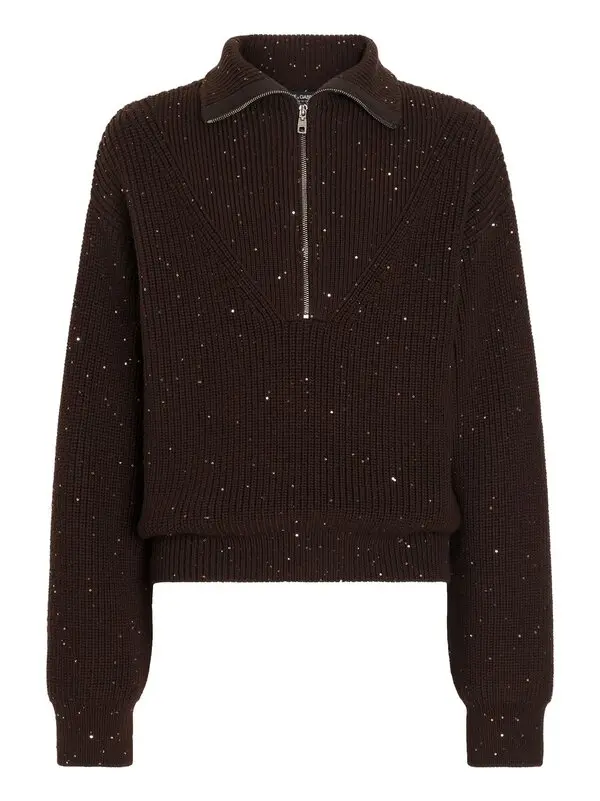 Dolce & Gabbana Wool Turtleneck Pullover With Sequins - Brown