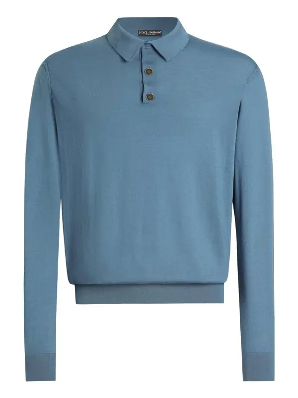 Dolce & Gabbana Cashmere Polo Shirt Sweaters And Cardigans - Azure