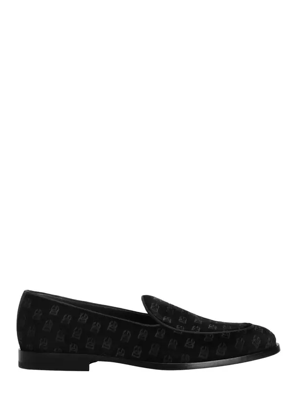 Dolce & Gabbana Embroidered Velvet Slippers - Black