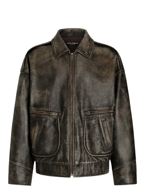 Dolce & Gabbana Bull Leather Jacket - Brown