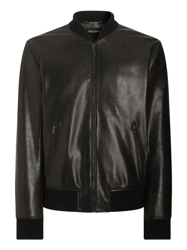 Dolce & Gabbana Calfskin Bomber Jacket - Black