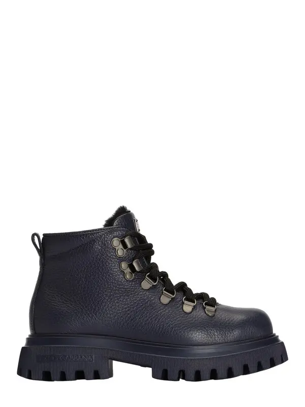 Dolce & Gabbana Calfskin Lace-up Boots - Blue
