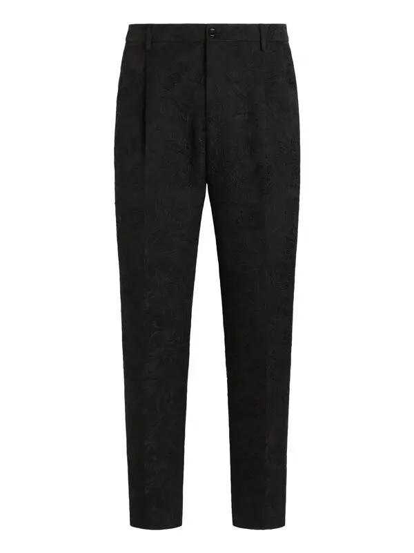 Dolce & Gabbana Floral Brocade Trousers - Black
