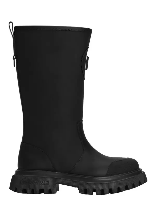 Dolce & Gabbana Calfskin Boots With Dg Logo Detail - Black