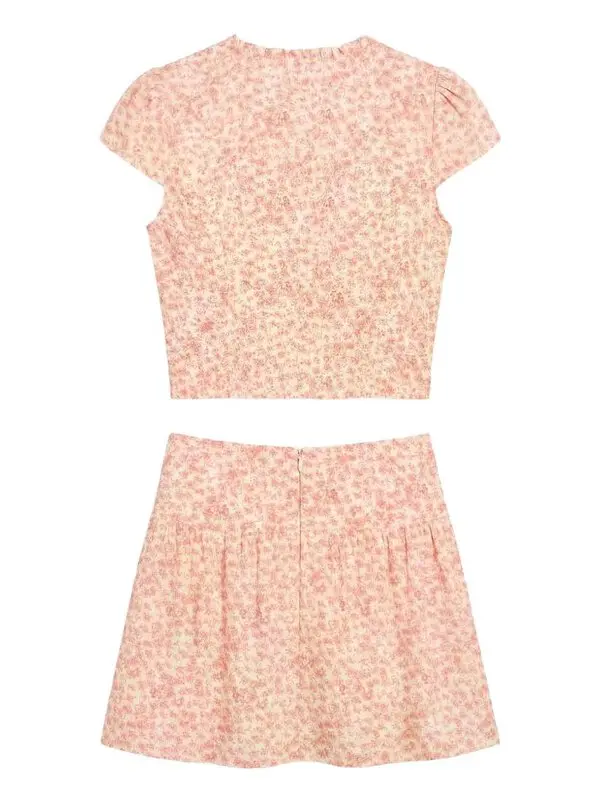 REFORMATION Dorothea Floral Print Skirt And Blouse Set - Neutrals