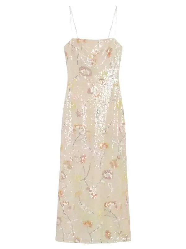 REFORMATION Frankie Sequin-embellished Floral-embroidered Maxi Dress - Neutrals