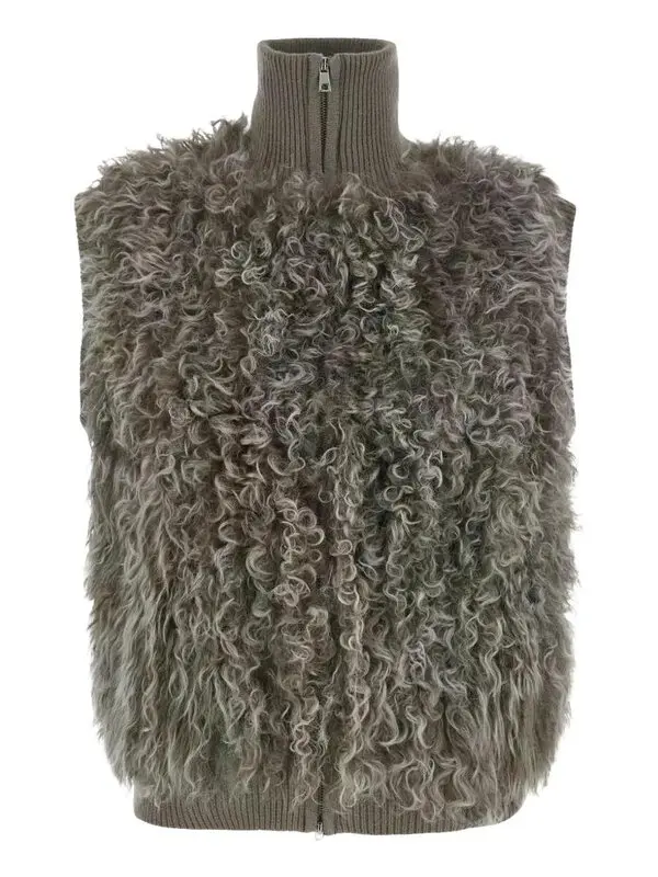 P.a.r.o.s.h Bouclé-texture Sleeveless Jacket - Grey