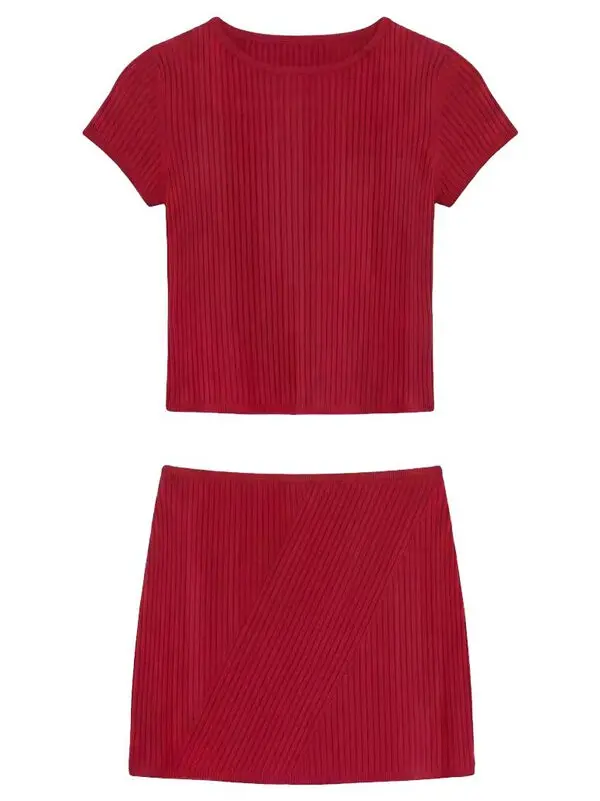 REFORMATION Layla Ribbed-knit Two-piece Set - Red