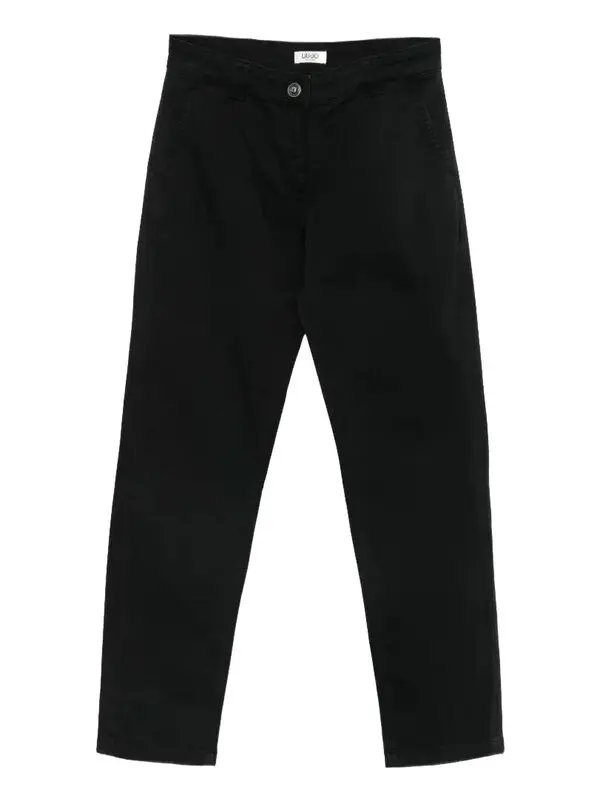 Liu Jo Cropped Trousers With Button Fastening - Black