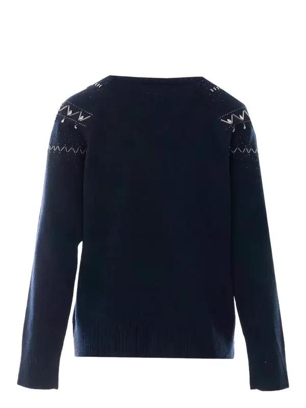Liu Jo Wool Sweater With Jewel Embroidery - Blue