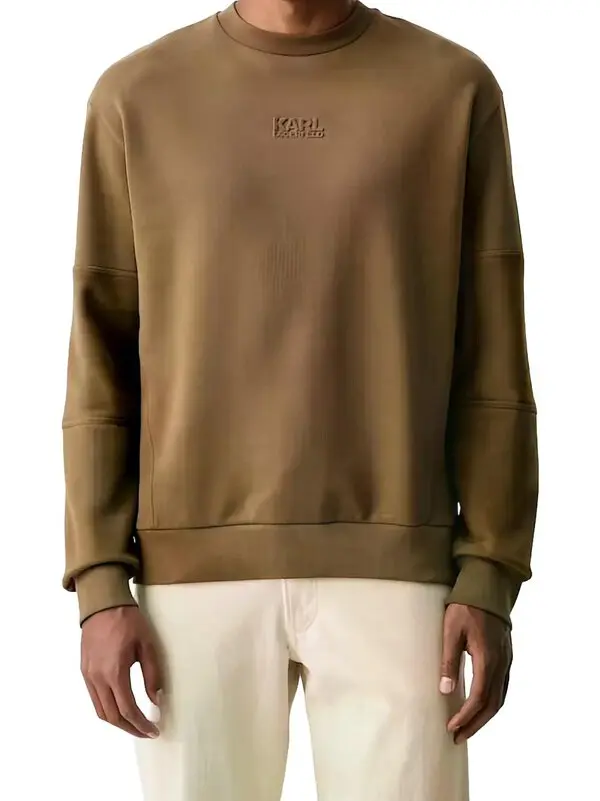 Karl Lagerfeld Embroidered Logo Crew Neck Sweatshirt - Brown
