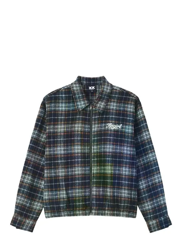FINGERCROXX Checked Zip-up Jacket - Blue