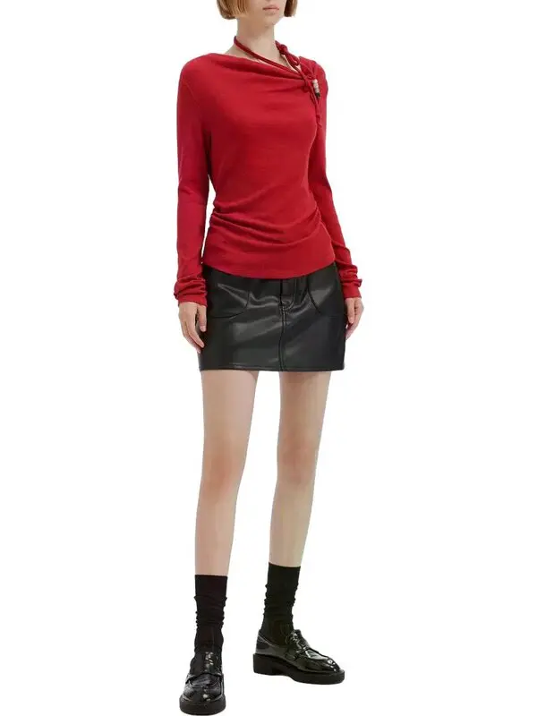 B+AB Bead-embellished Ruched Blouse - Red