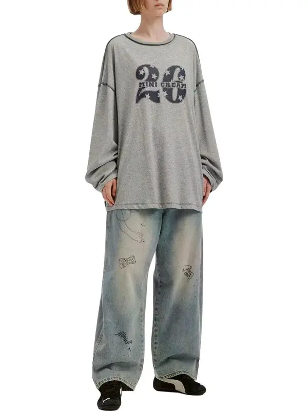 MINI CREAM Graphic Print Long-sleeved T-shirt - Grey