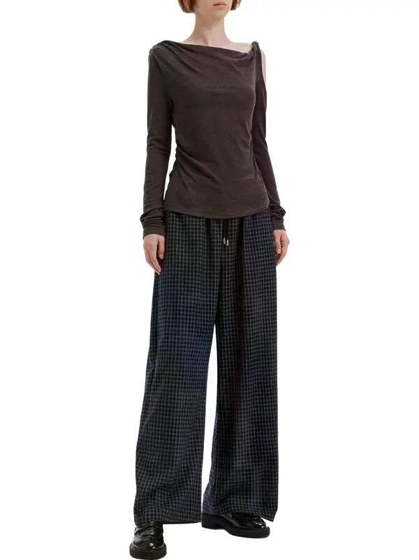 B+AB Drawstring Gingham Check Trousers - Blue