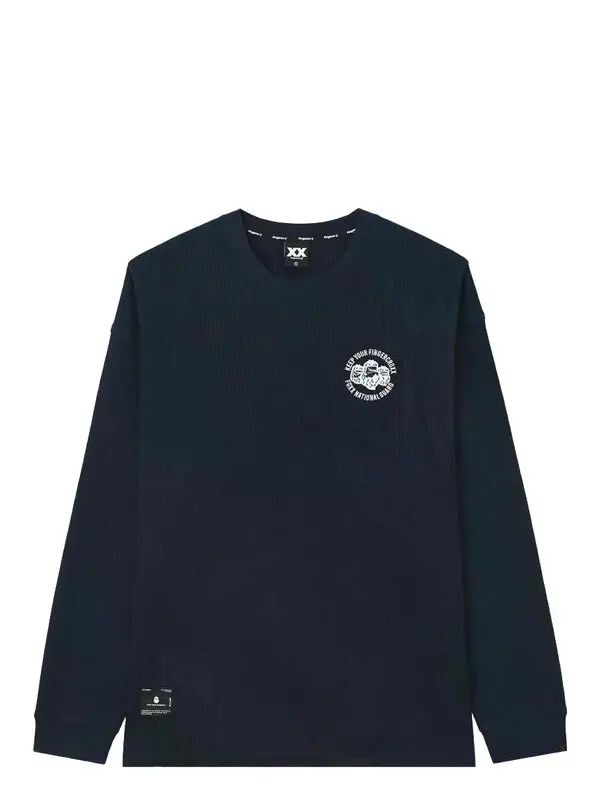 FINGERCROXX Waffle-knit Logo-print T-shirt - Blue