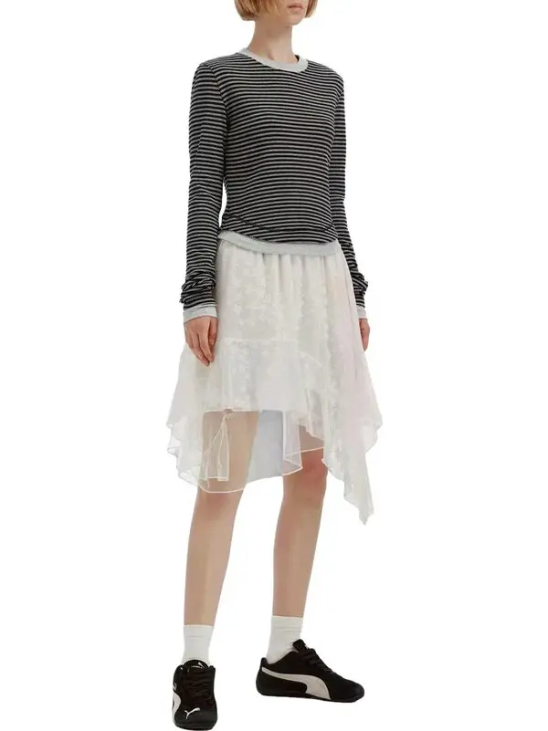 MINI CREAM Striped Layered-effect Long Sleeve T-shirt - Black