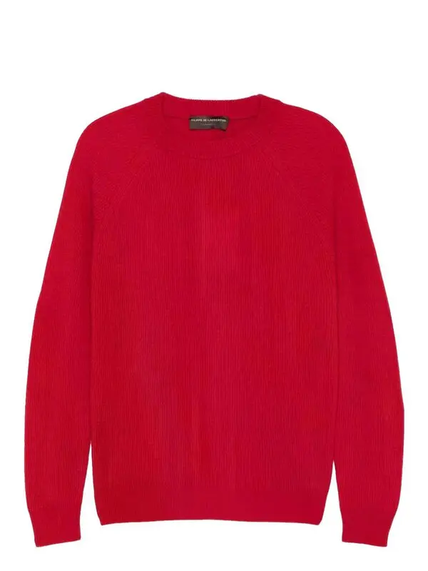FILIPPO DE LAURENTIIS Ribbed Knit Raglan Sleeve Sweater - Red