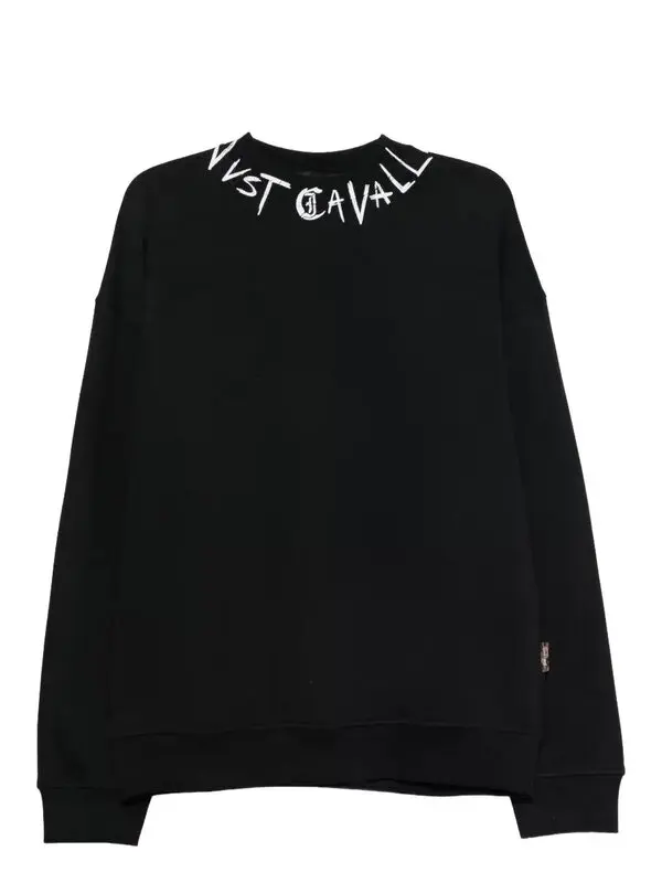 Just Cavalli Logo Print Crew Neck Sweater - Black