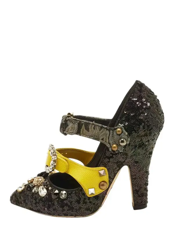 Dolce & Gabbana Sequin-embellished Mary Jane Pumps - Black