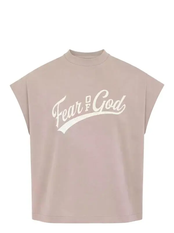 Fear Of God Logo-print Cut Off T-shirt - Neutrals