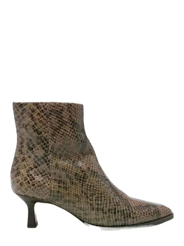 Unisa Snake-effect Leather Ankle Boots - Brown