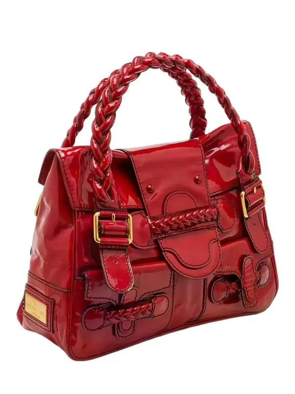 Valentino Garavani Histoire Braided Patent Leather Shoulder Bag - Red