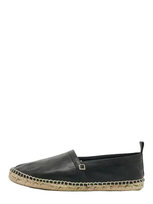 Loewe Flat Leather Espadrilles With Anagram Logo - Black