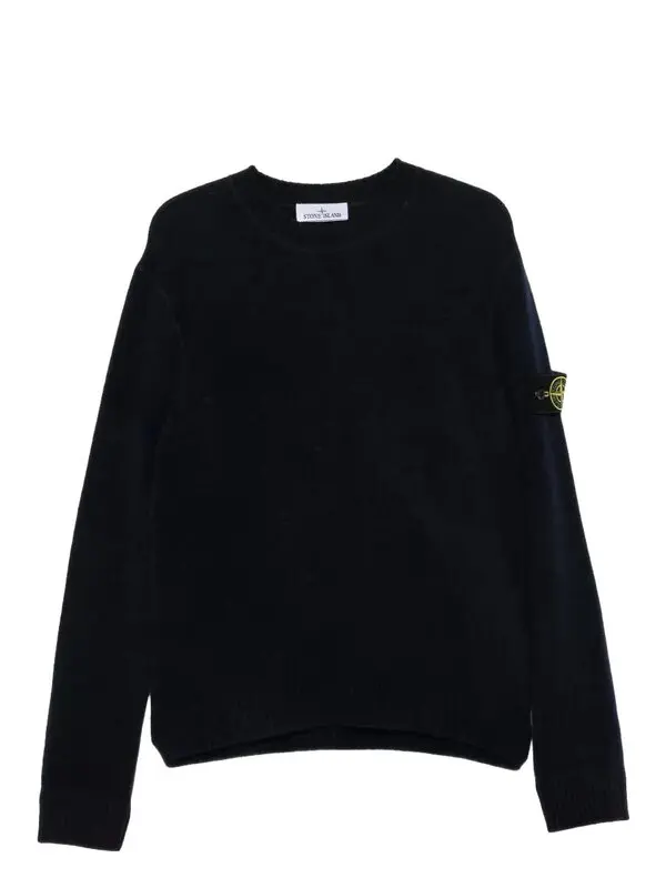 Stone Island Logo Patch Crew Neck Sweater - Blue