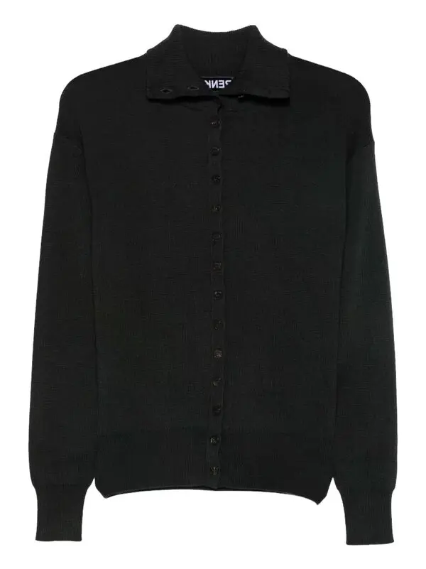 FRENKEN Button-down Polo Cardigan - Black