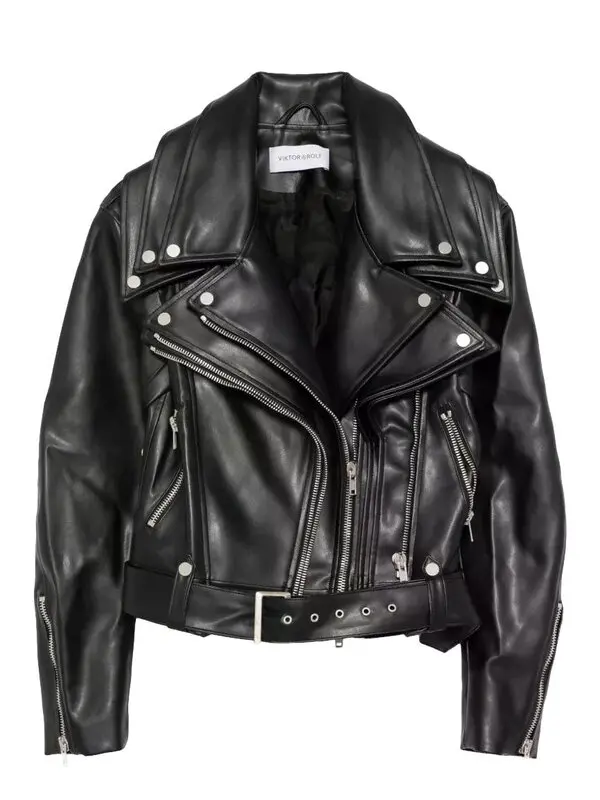 Viktor & Rolf Multi-layer Leather Biker Jacket - Black