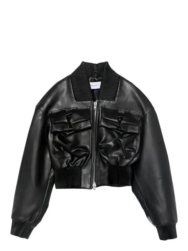 Viktor & Rolf Cropped Pleated-pocket Bomber Jacket - Black