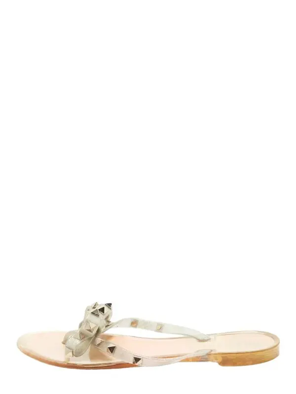 Valentino Garavani Rockstud Bow Flip Flops - Silver