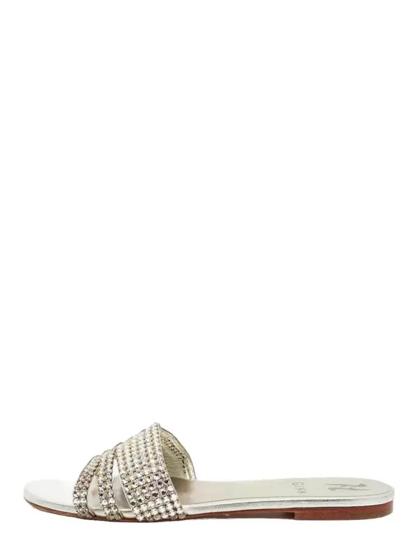 GINA Crystal-embellished Flat Sandals - Silver