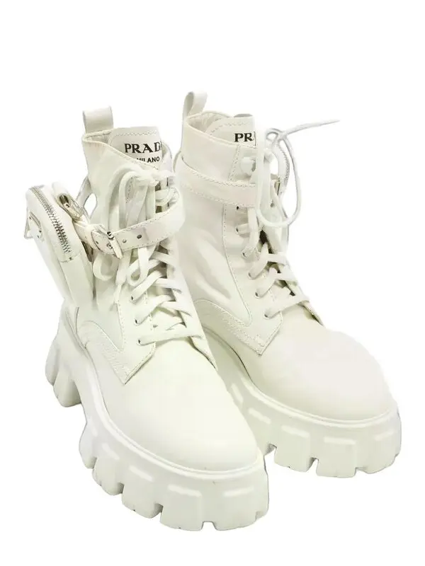 Prada Monolith Combat Boots - White