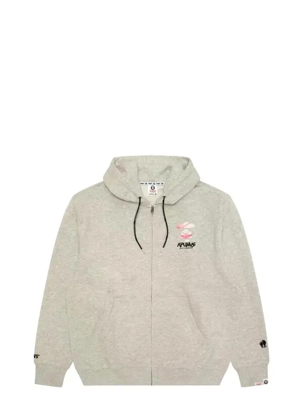 AAPE BY *A BATHING APE Zip-up Hoodie With Moonface Print - Grey