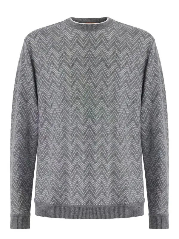 Missoni Long-sleeve Zig Zag Cashmere Sweater - Grey