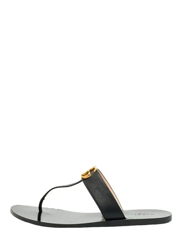 Gucci Double G Thong Flat Sandals - Black