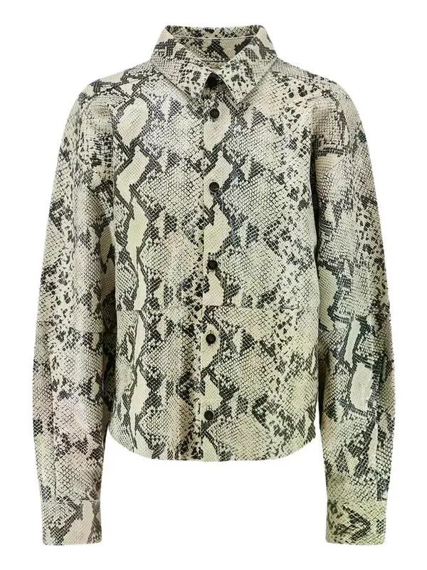 ALYSI Snakeskin-effect Button-down Shirt - Neutrals