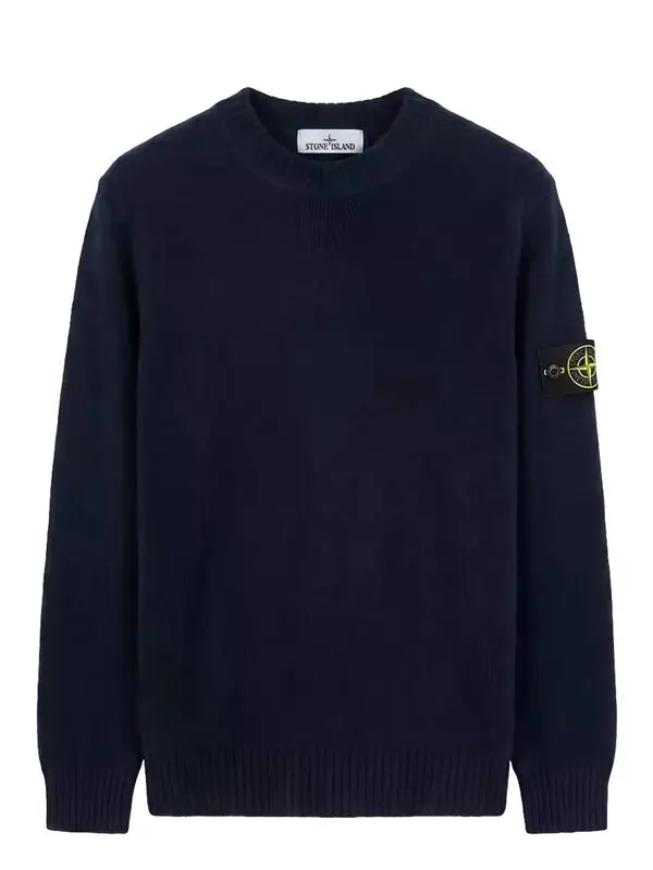 Stone Island Compass Patch Knitted Sweater - Blue