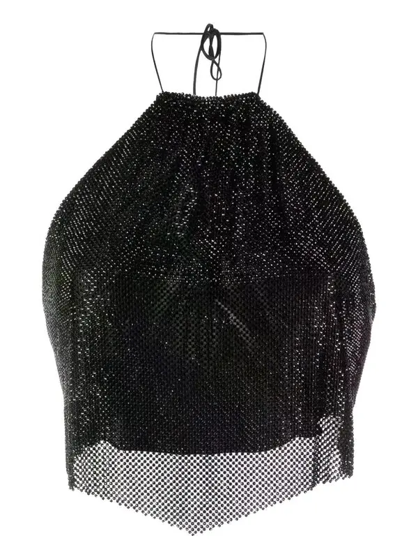 MANURI Draped Chainmail Halterneck Top - Black