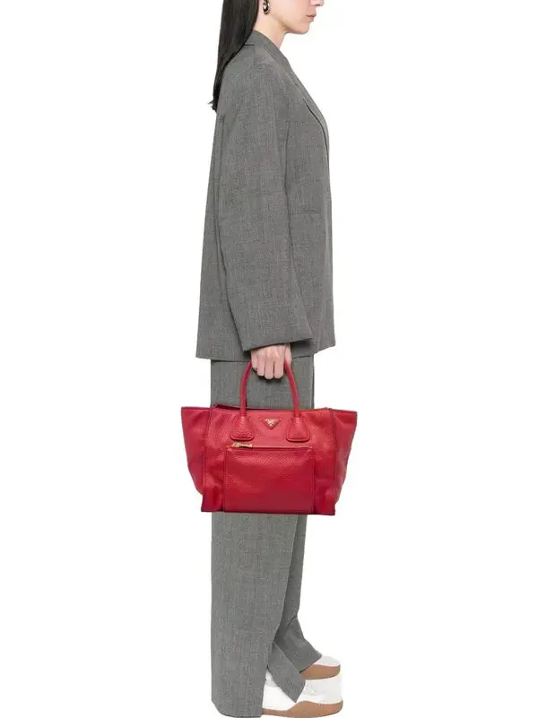 Prada Vitello Daino Convertible Tote Satchel - Red