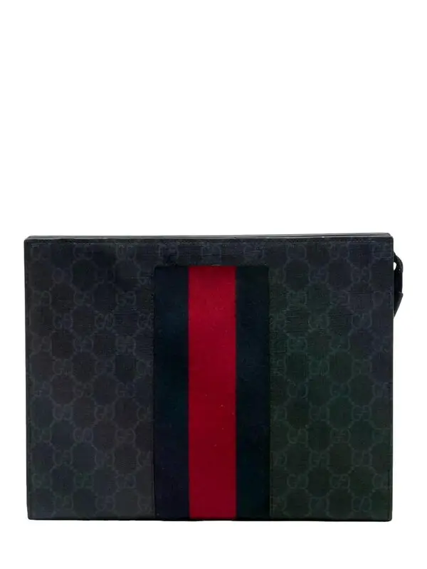 Gucci Gg Supreme Web Clutch Bag - Black