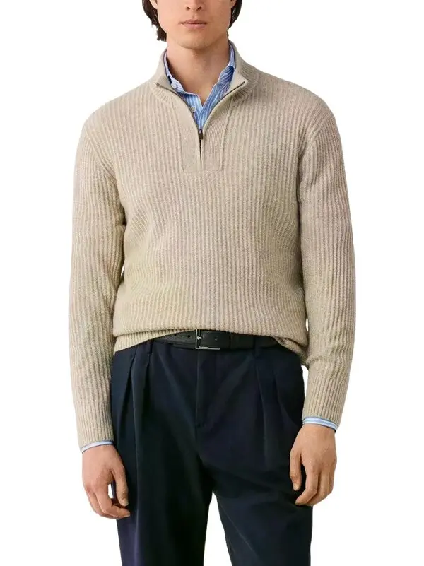 HACKETT  Cartridge-rib Quarter-zip Knit - Black